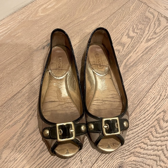 Coach | Shoes | Coach Peep Toe Flats | Poshmark